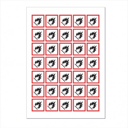 Pictogrammes CLP, GHS02 Inflammable Nombre d'étiquettes par feuille 35 ...